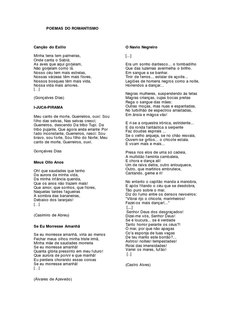 Poemas Do Romantismo | PDF
