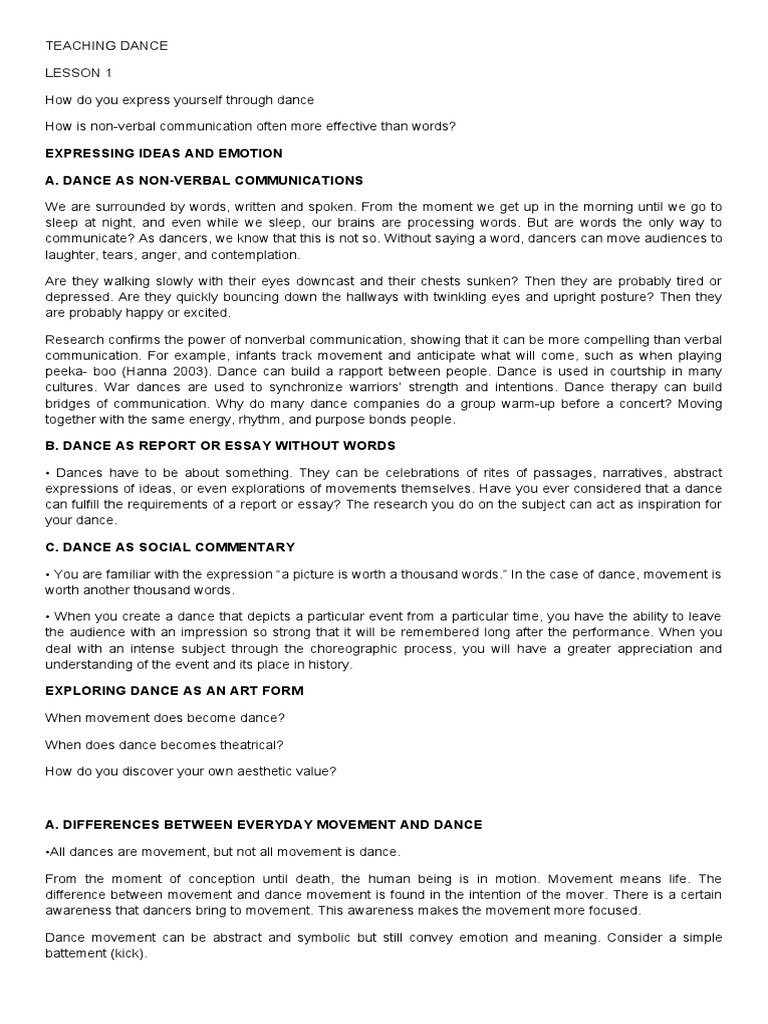 Teaching Dance 1&2 | PDF | Dances | Choreography