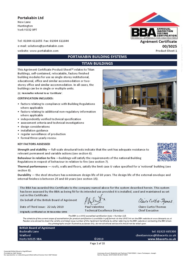 Portakabin 00 S025 | PDF | Framing (Construction) | Materials