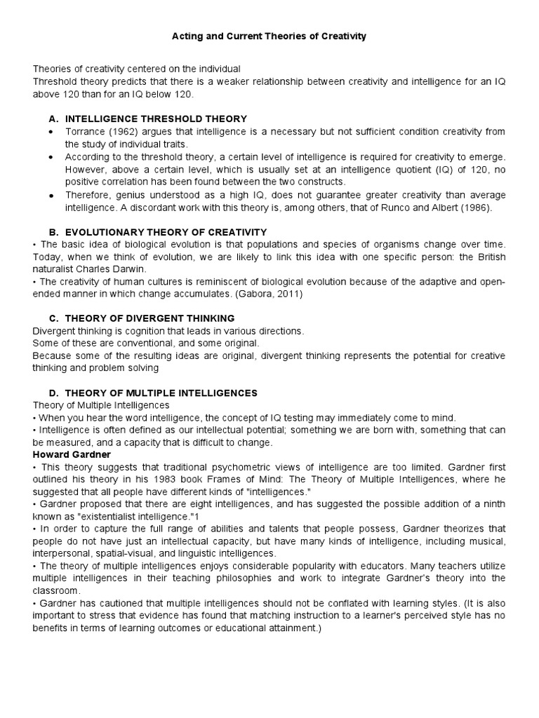 THEORIES | PDF | Creativity | Intelligence Quotient