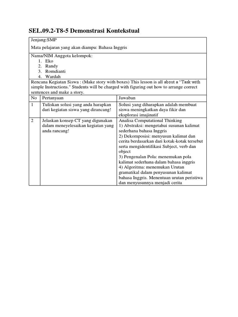 SEL.09.2-T8-5 Demonstrasi Kontekstual | PDF