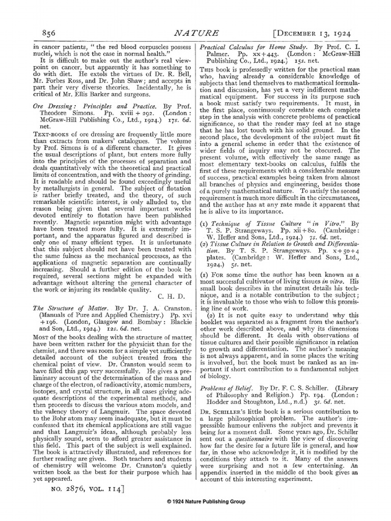 Nature: Practical Calculus For Home Study | PDF | Chemistry | Matter