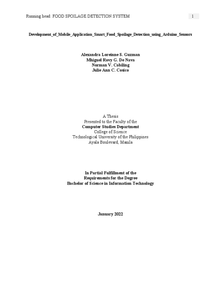 Development of Mobile Application Smart Food Spoilage Detection Using ...