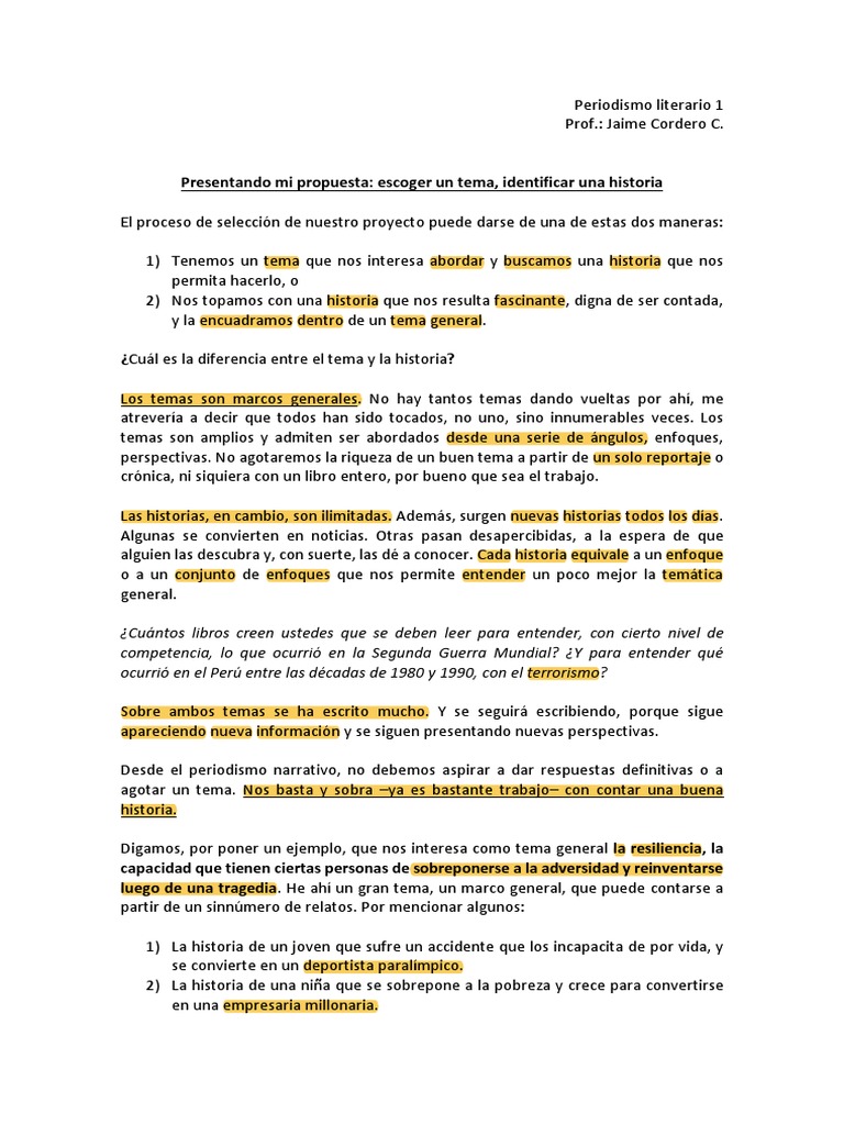 Tema 4. El Tema y La Historia | PDF