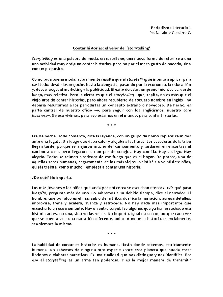Tema 5. Storytelling | PDF | Cuentacuentos | Narración