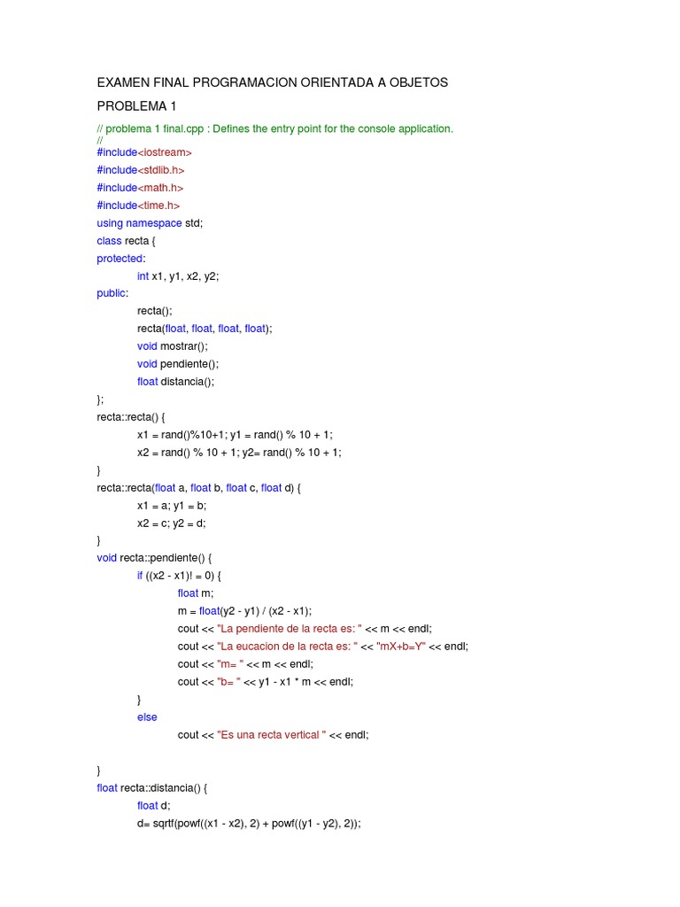 Examen Final Programacion Orientada A Objetos | PDF | Paradigmas de programación | Programación ...