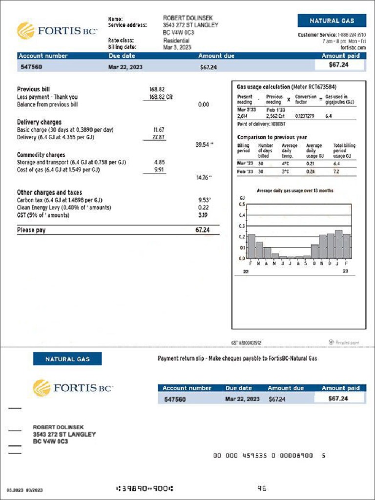 Natural Gas Bill | PDF