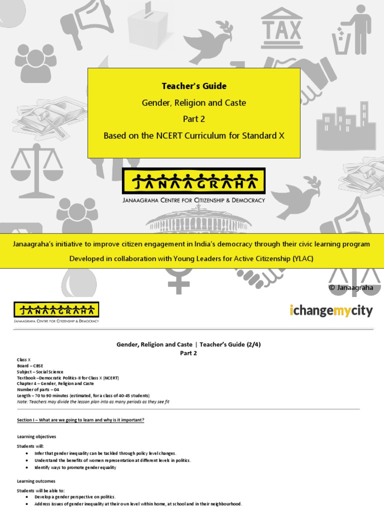 NCERT - Grade 10 - Gender, Religion and Caste - Lesson Plan 2 - 6th June 2019 | PDF ...