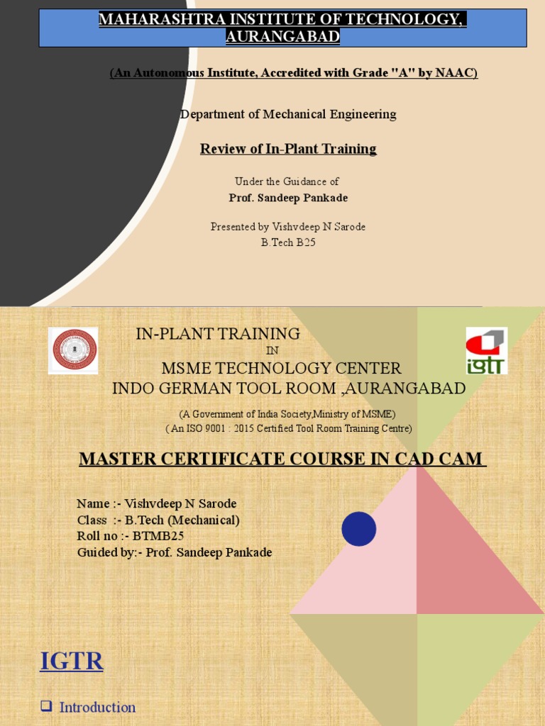 In-Plant Training Review at IGTR | PDF | Computer Aided Design | Auto Cad