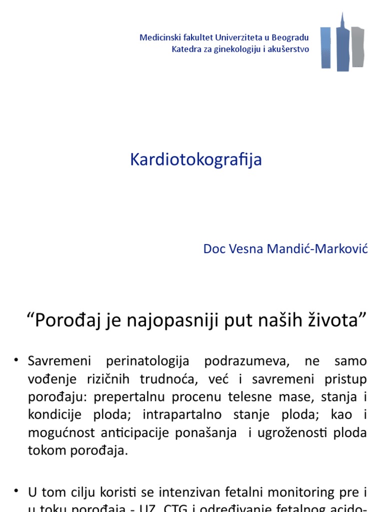 Kardiotokografija: Doc Vesna Mandić-Marković | PDF
