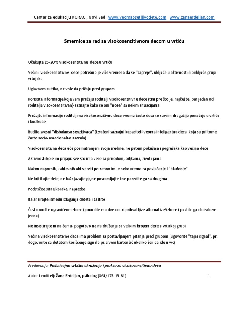 Upitnik Za Roditelje VSD | PDF