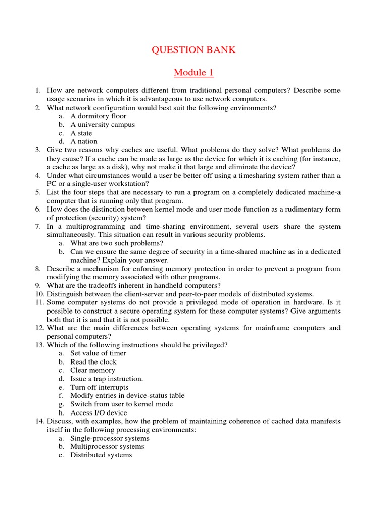 Question Bank - Module 1 and Module 2 | PDF | Operating System | Scheduling (Computing)