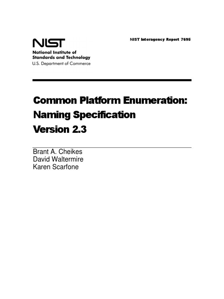 Common Platform Enumeration Naming Specification Version 2 3 Pdf