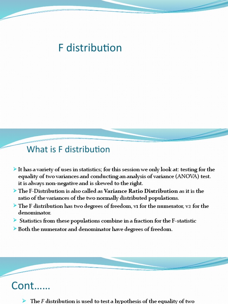 F Distribution Correct | PDF | Degrees Of Freedom (Statistics) | Variance