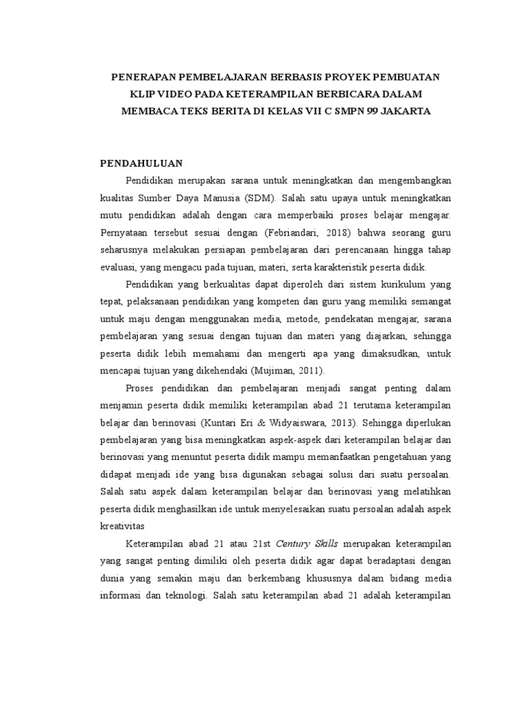 Penerapan Pembelajaran Berbasis Proyek Pembuatan Clip Video Pada ...