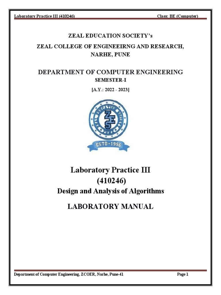 Daa Lp-Iii Lab Manual 2022-23 | PDF Daa Lp-Iii Lab Manual 2022-23 | PDF