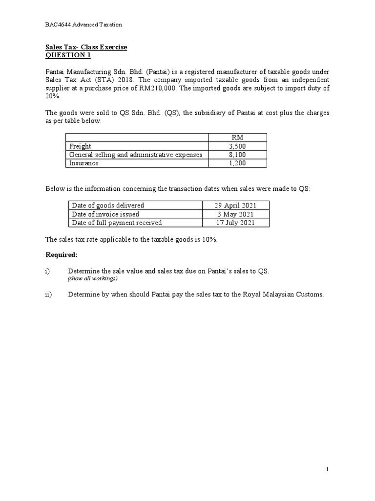 Sales Tax Exercise Download Free Pdf Taxes Sales 8087