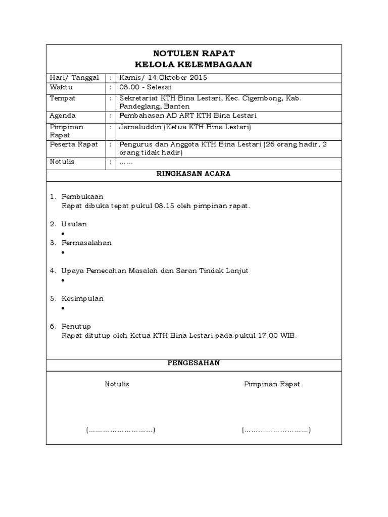 Format Notulen Rapat New | PDF