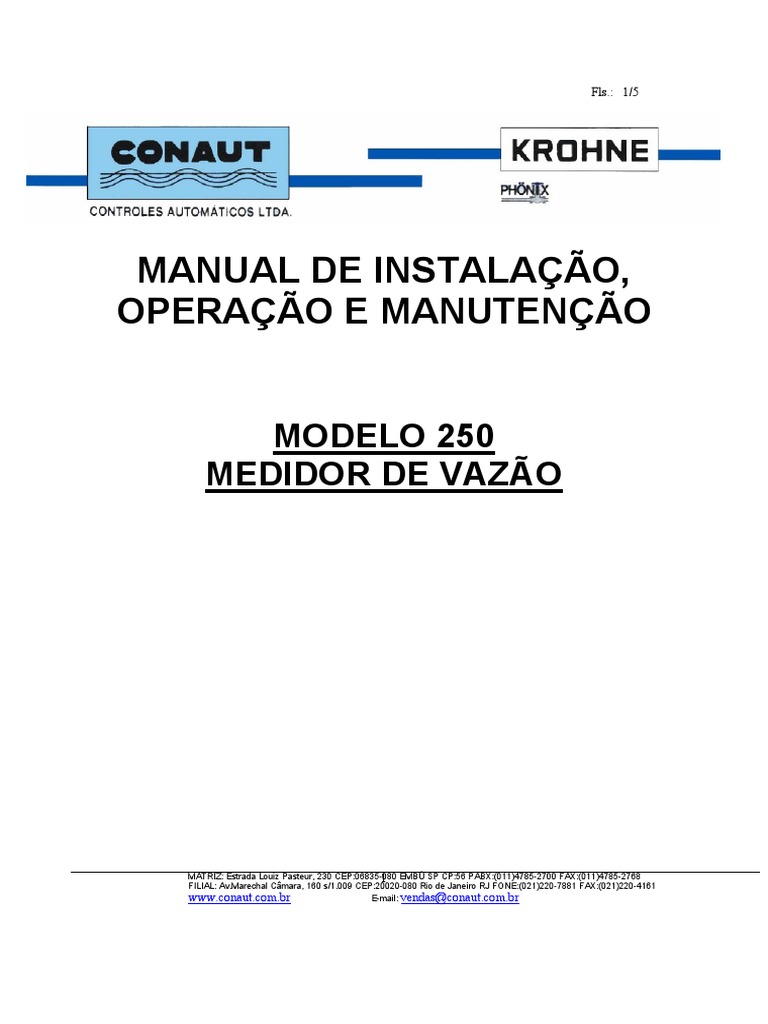 Conaut - Indicador de Fluxo - MA - Mod.250 - Contato - P | PDF