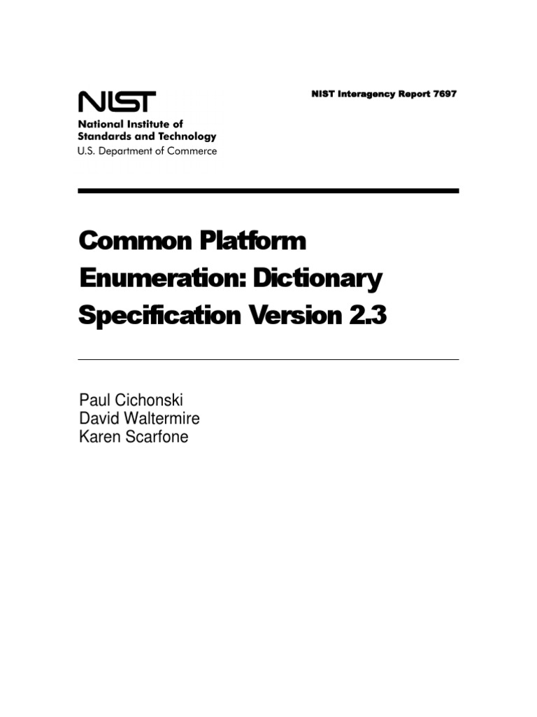 Common Platform Enumeration Dictionary Specification Version 2 3