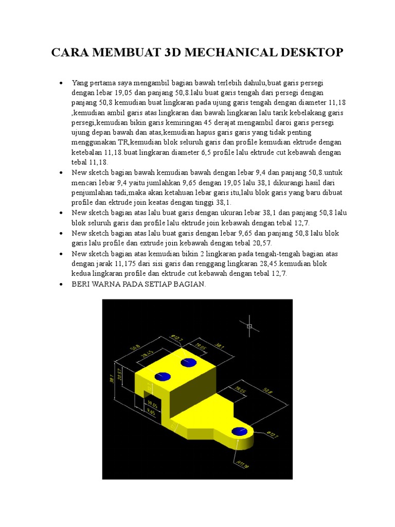 Cara Membuat 3D Mechanical Desktop | PDF | Metode & Bahan Ajar