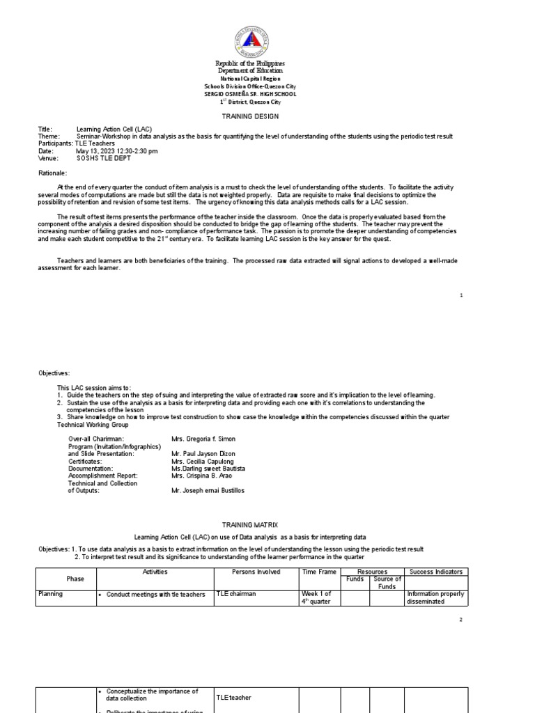 Sample_Training Design and matrix | PDF | Learning | Data