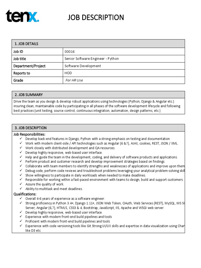 JD-Senior Software Engineer-Python | PDF JD-Senior Software Engineer-Python | PDF