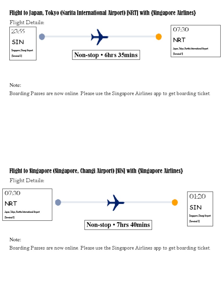 Singapore Airlines Flight Infomation | PDF