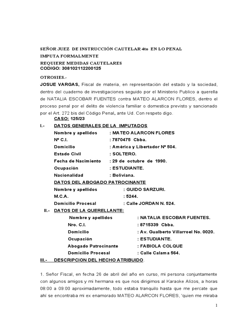 Imputacion Formal ... | PDF | Mandato | Derecho penal