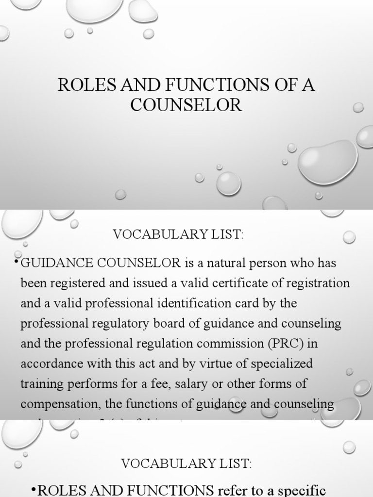 Roles and Functions of A Counselor | PDF | Counseling Psychology ...