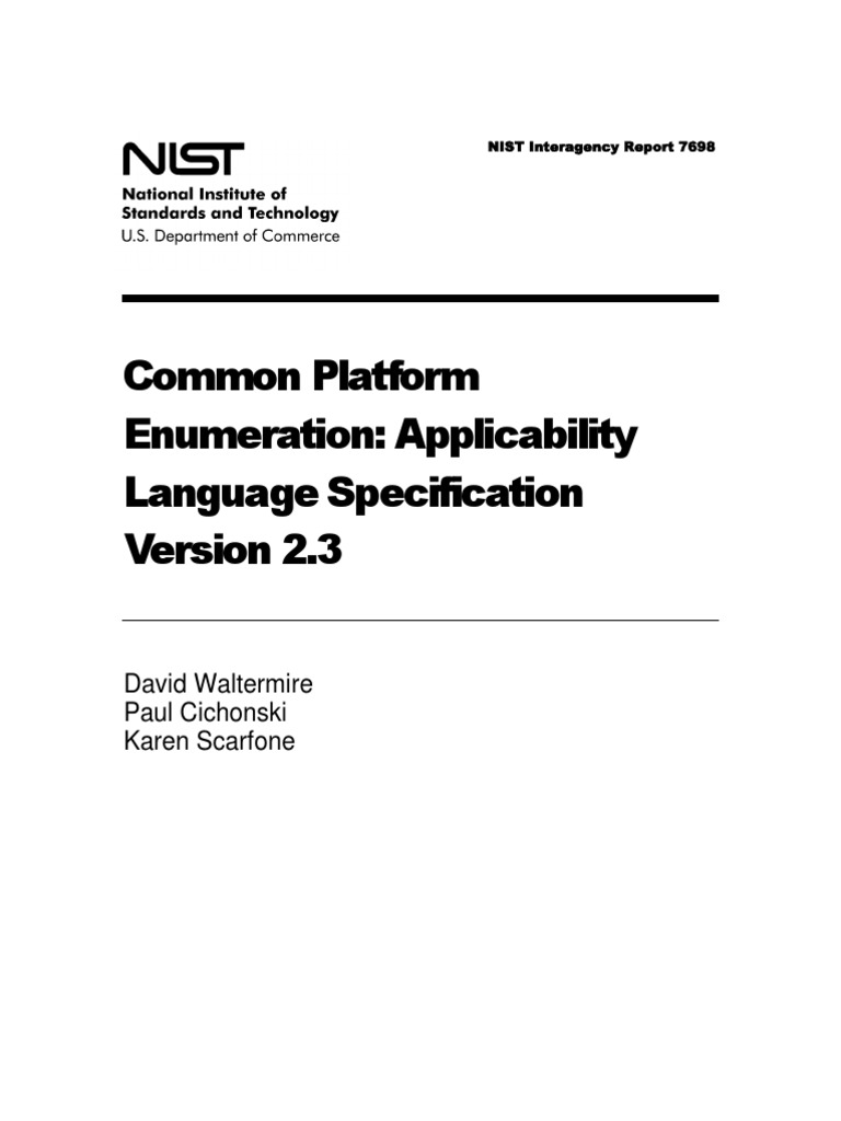 Common Platform Enumeration: Applicability Language Specification ...