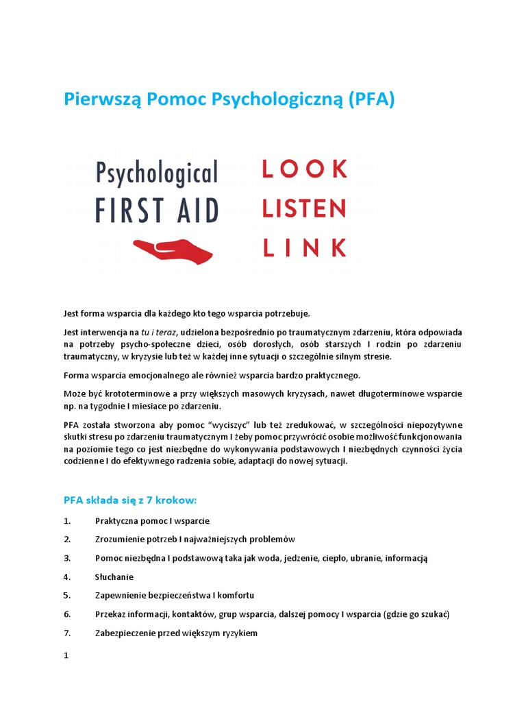 Pierwsza Pomoc Psychologiczna, Przewodnik - 220313 - 101240 | PDF