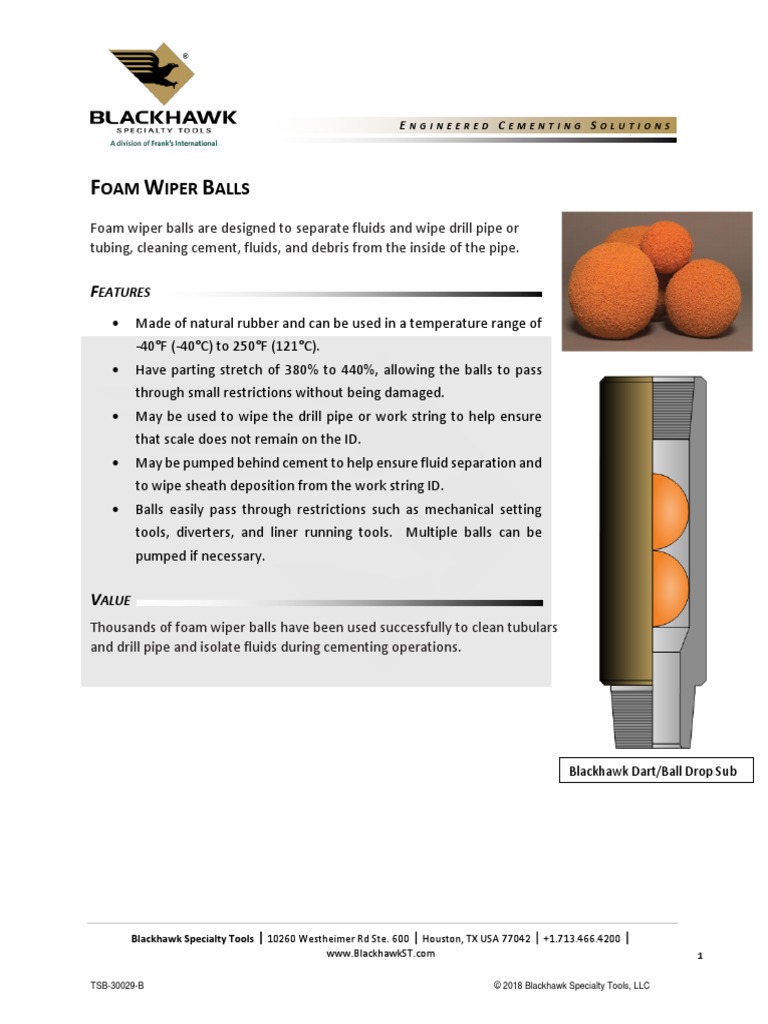 Blackhawk Technical Brochure 30029 B Foam Wiper Ball | PDF | Natural ...