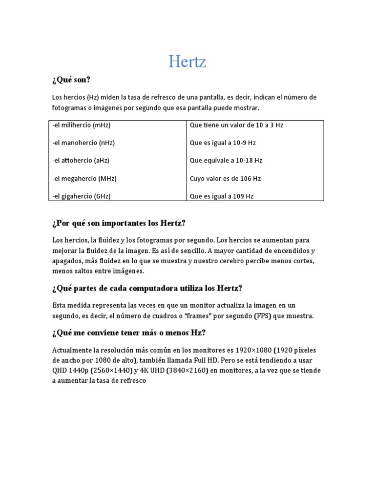 Qué son los Hertz y su importancia | PDF