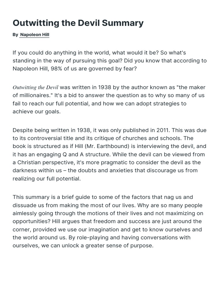 Outwitting The Devil | PDF | Habits | Thought