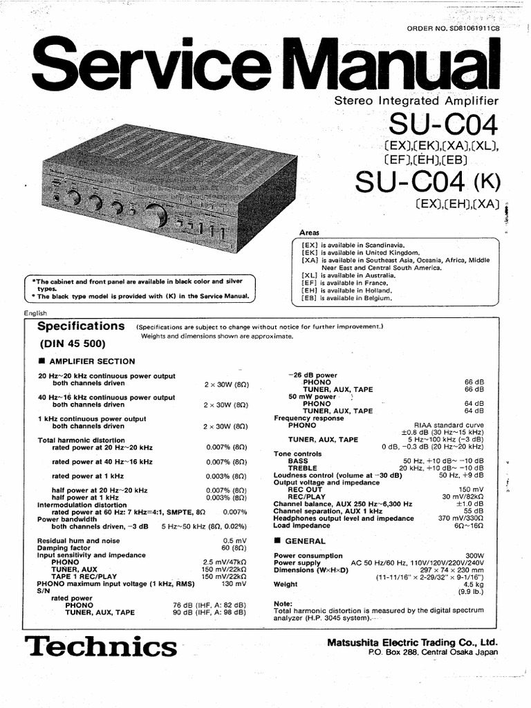 Hfe Technics Su-C04 Service | PDF