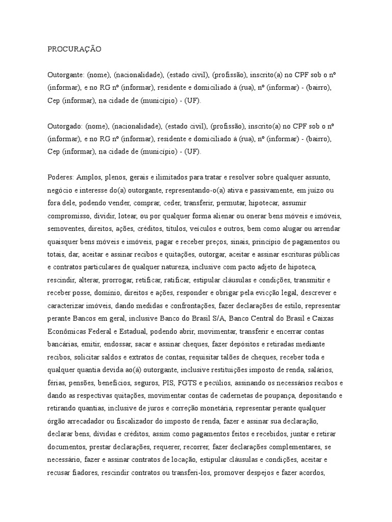 Procuração: Poderes Amplos e Gerais | PDF | Cheque (banco) | Impostos