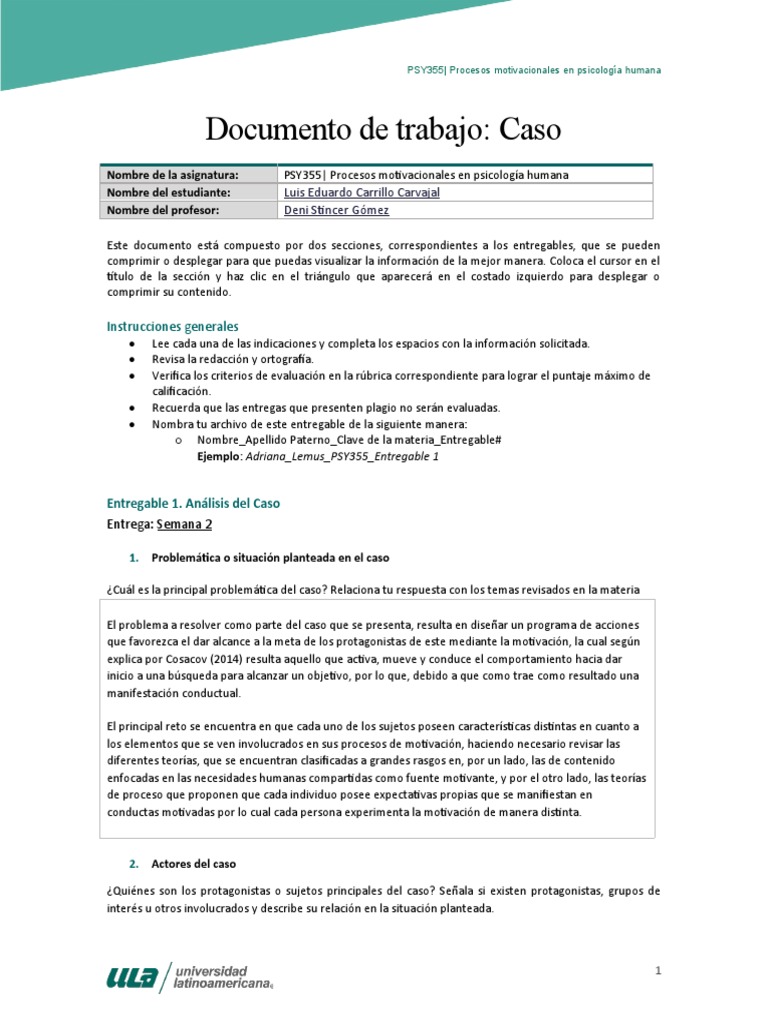 Luis Carrillo PSY355 Entregable2 | PDF | Motivación | Motivacional