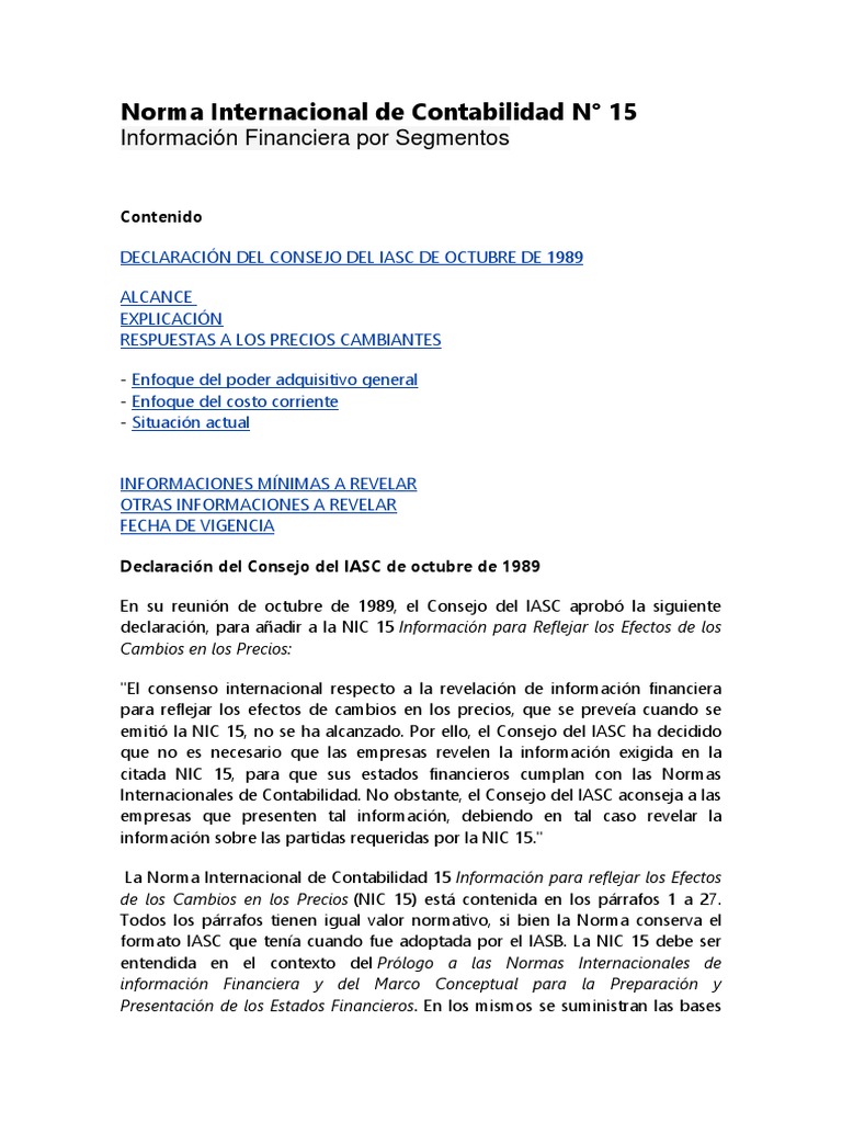 15 - NIC Información para Reflejar Efectos en Los | PDF | Contabilidad ...