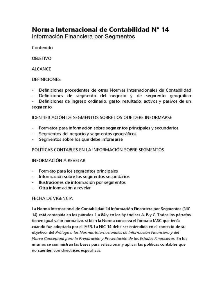 14 - NIC Información Financiera Por Segmentos | Descargar gratis PDF ...