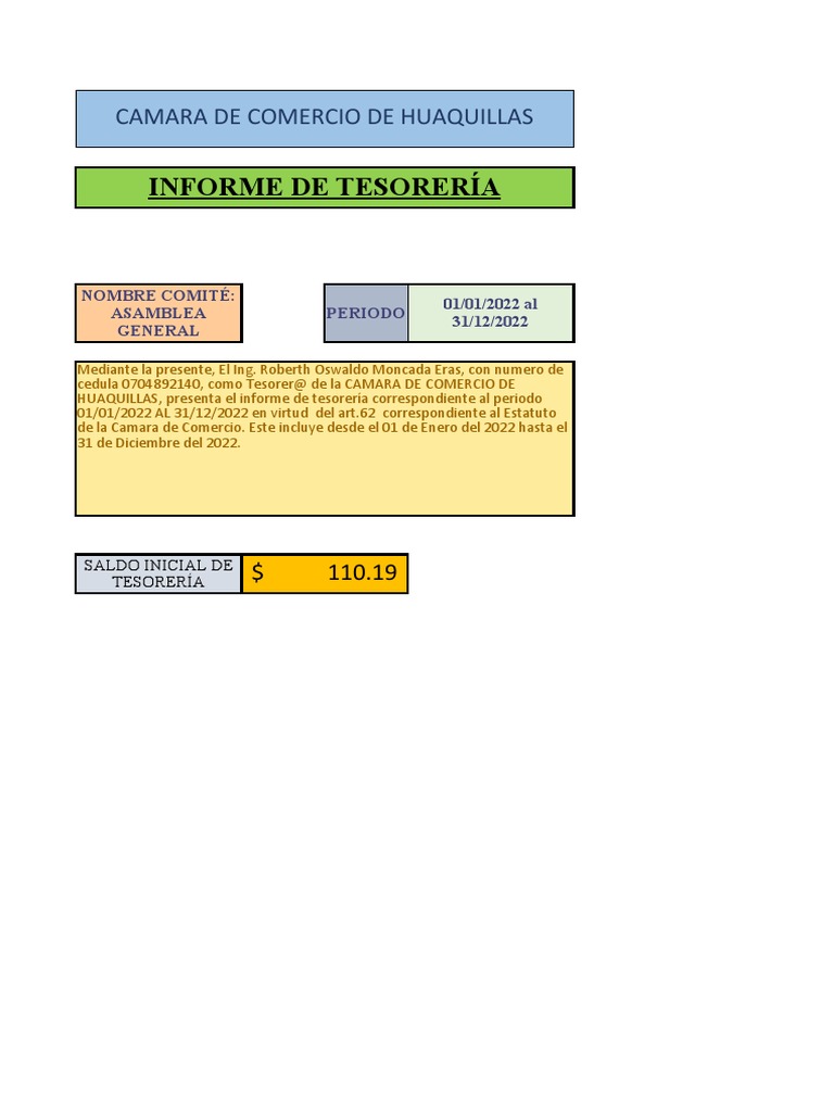 Plantilla Informe Tesorería CLs2 (Recuperado Automáticamente) | PDF