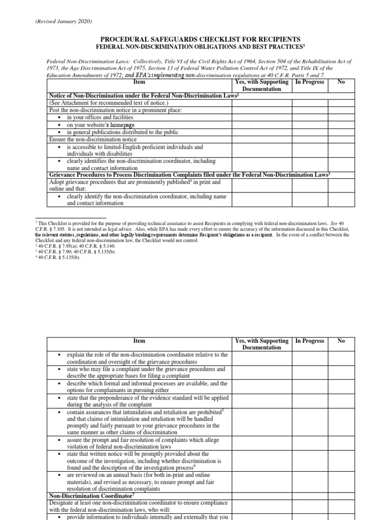 Procedural Safeguards Checklist | PDF | Section 504 Of The Rehabilitation Act | Complaint