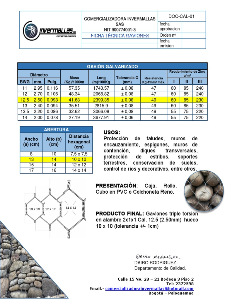 Ficha Tecnica Gavion Manual | PDF