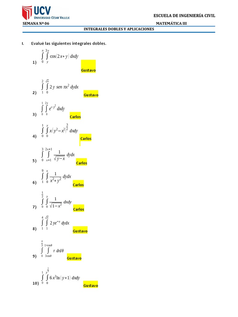 Ejercicios Resueltos de Integrales Dobles | PDF | Integral | Física ...