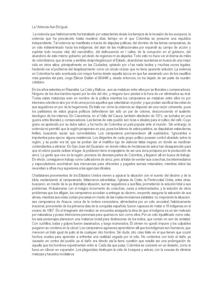 Historia de la Violencia en Colombia | PDF | Colombia