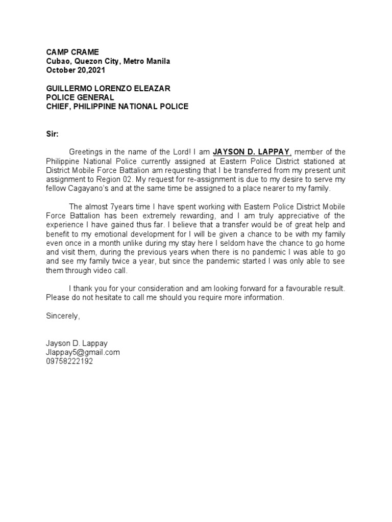 Letter of Intent To Transfer | PDF