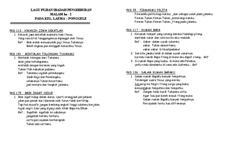 LAGU PUJIAN IBADAH PENGHIBURAN 2 | PDF