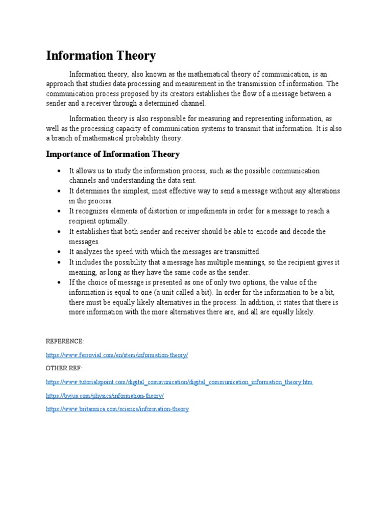 Information Theory | PDF | Social Science | Computers