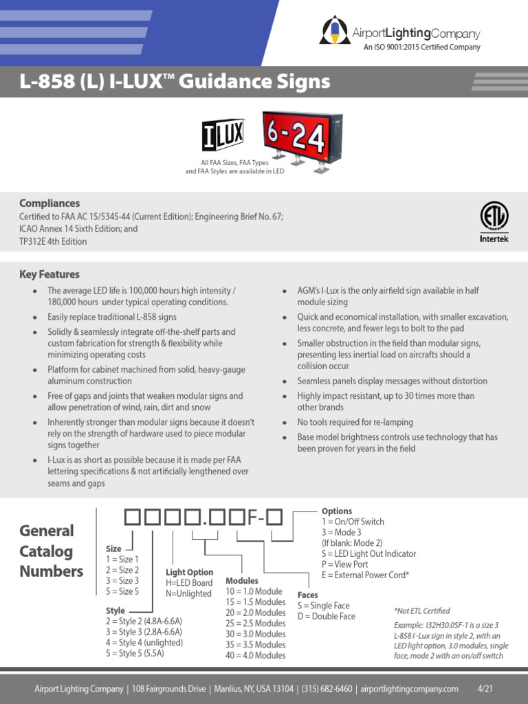 3.1 FICHA TECNICA L-858-I-LUX-Guidance-Signs | PDF