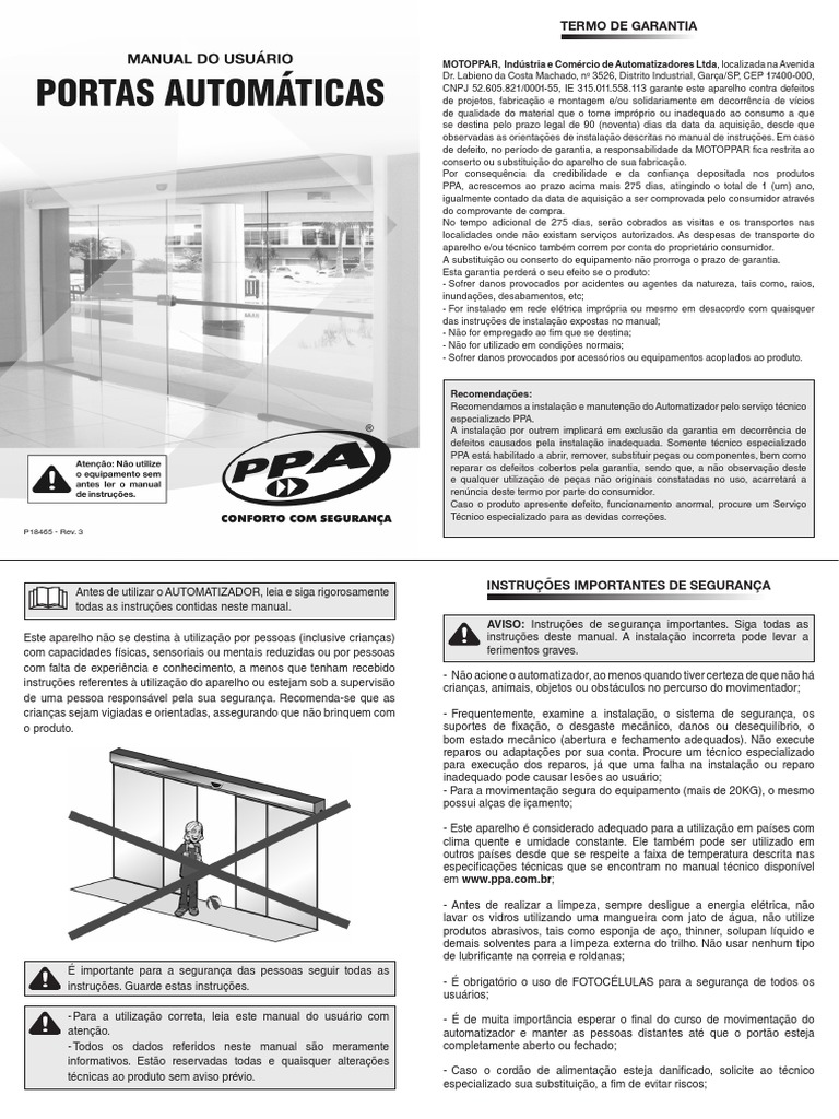 Manual Do Usuario Portas Automaticas Rev3 | PDF | Temperatura | Radar